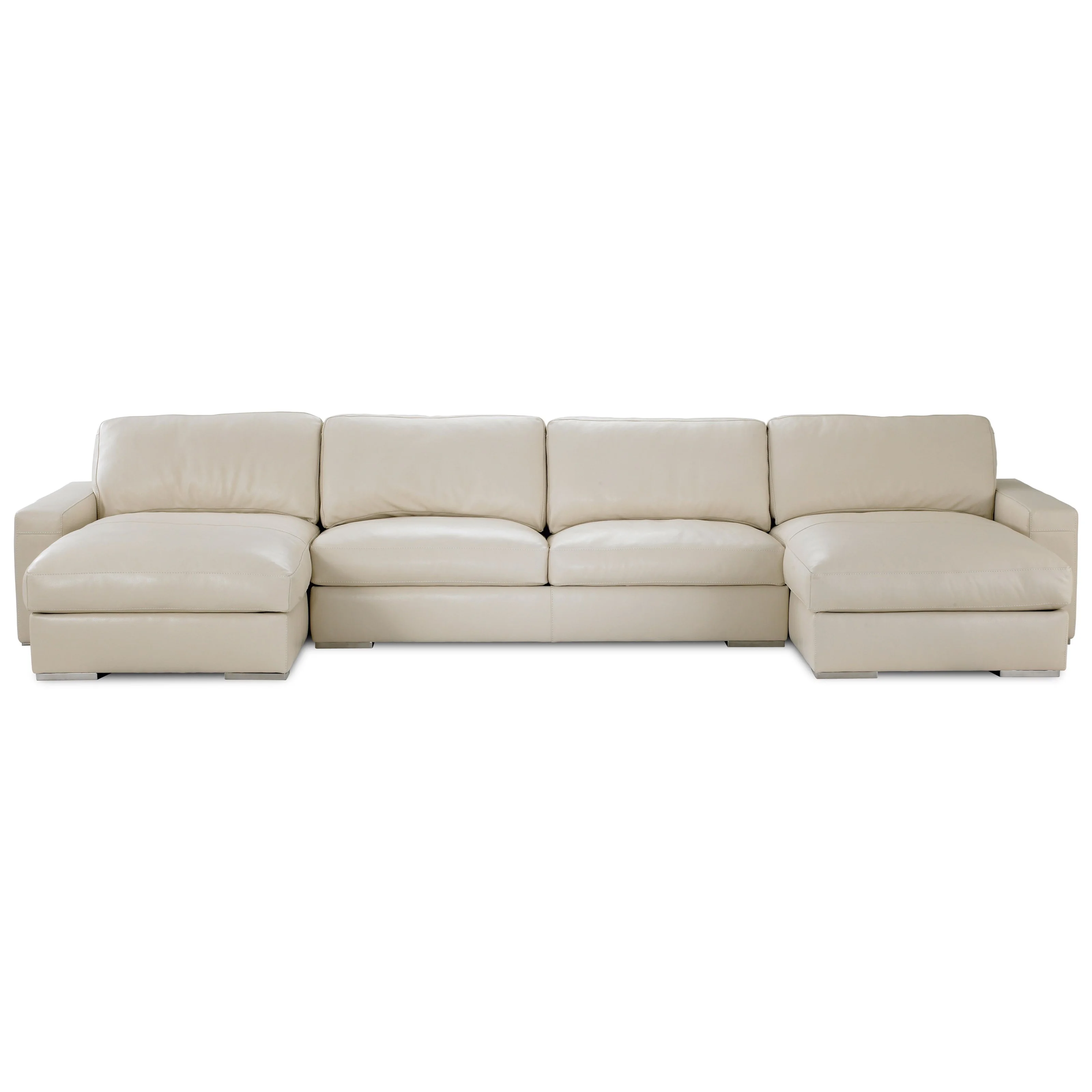 American Leather Westchester WST-SCH-RA+LA+SO2-AA-Cream Leather Contemporary 3-Piece Sectional ...
